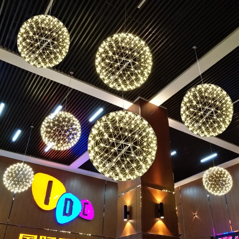 Firework Ball Pendant Lighting Fixtures Chrome/Gold Stainless Steel ...