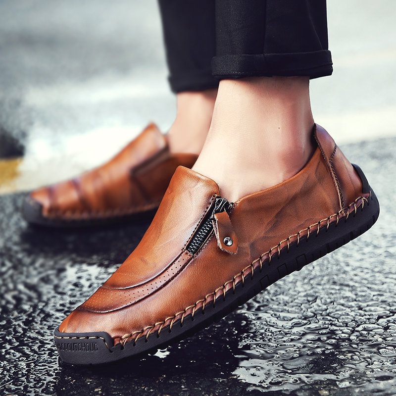 Men's Genuine Leather Breathable Flats Driving Shoes