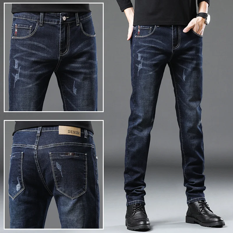 Jeans Men's Straight Fit Loose Casual Long Pants Plus Size Stretch Jeans