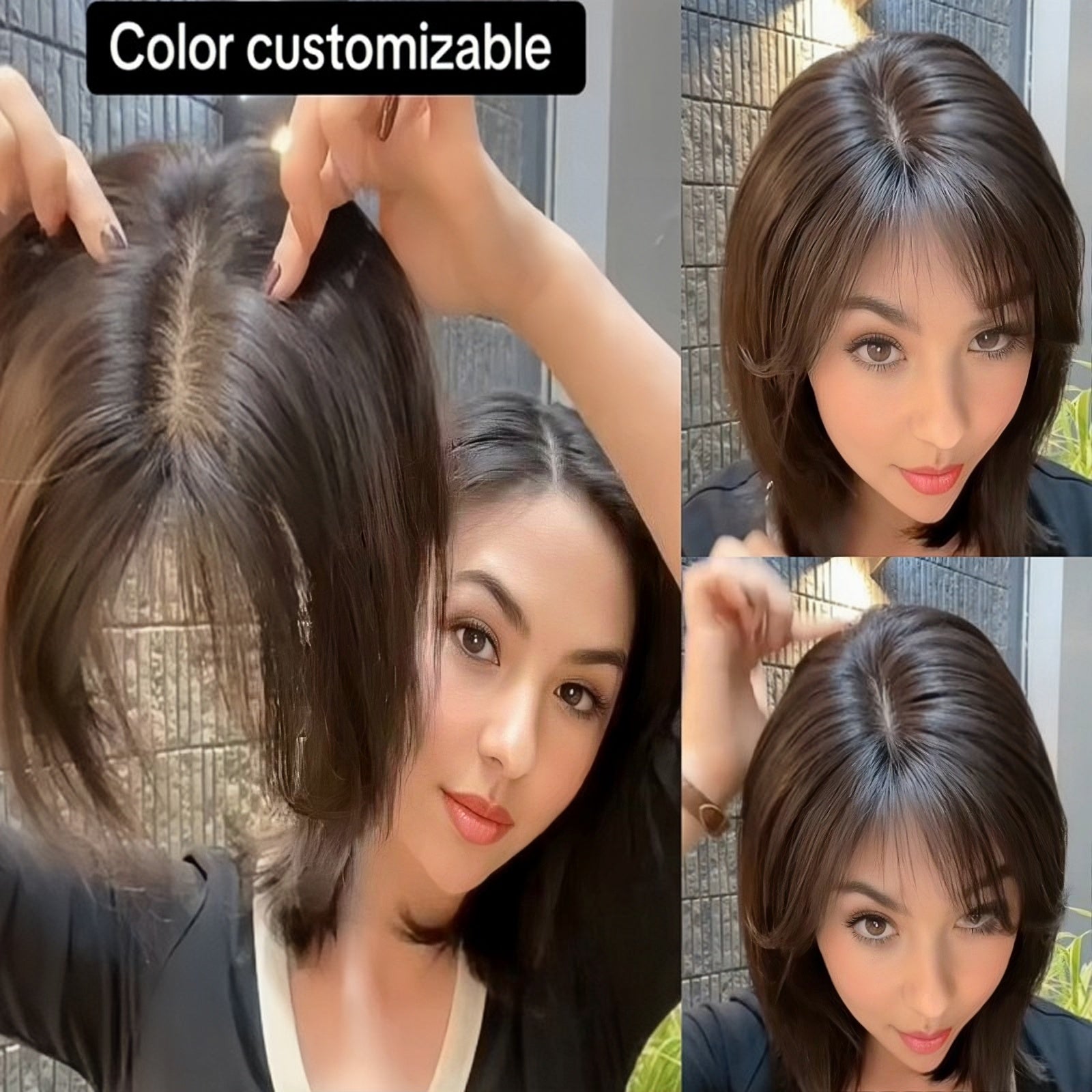 Womens Hair Topper with Clips Human Hair Toppers for Thin Hair Natural ...