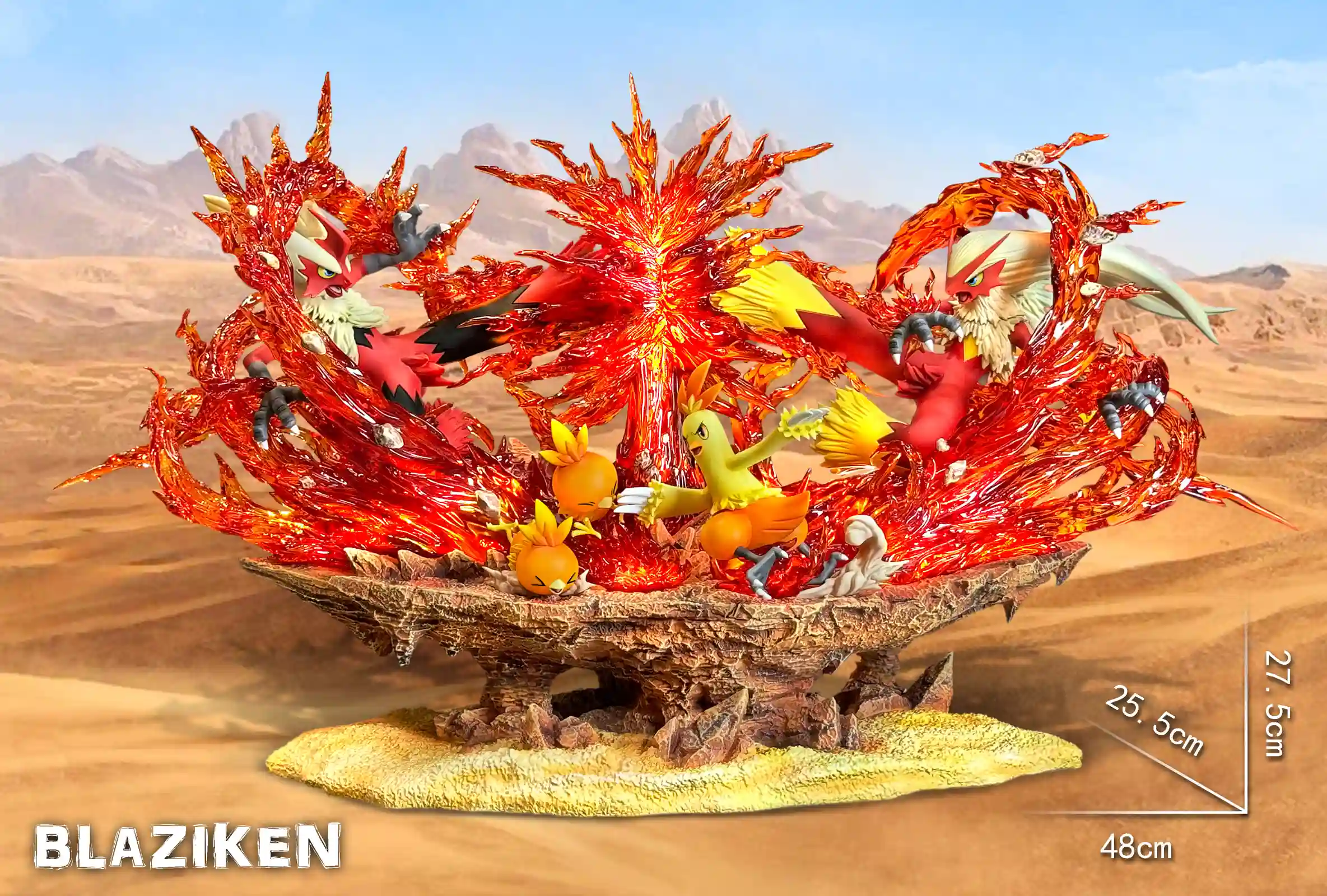 Evolution of Blaziken Set with LED - Pokemon Resin Statue - PPAP Studios