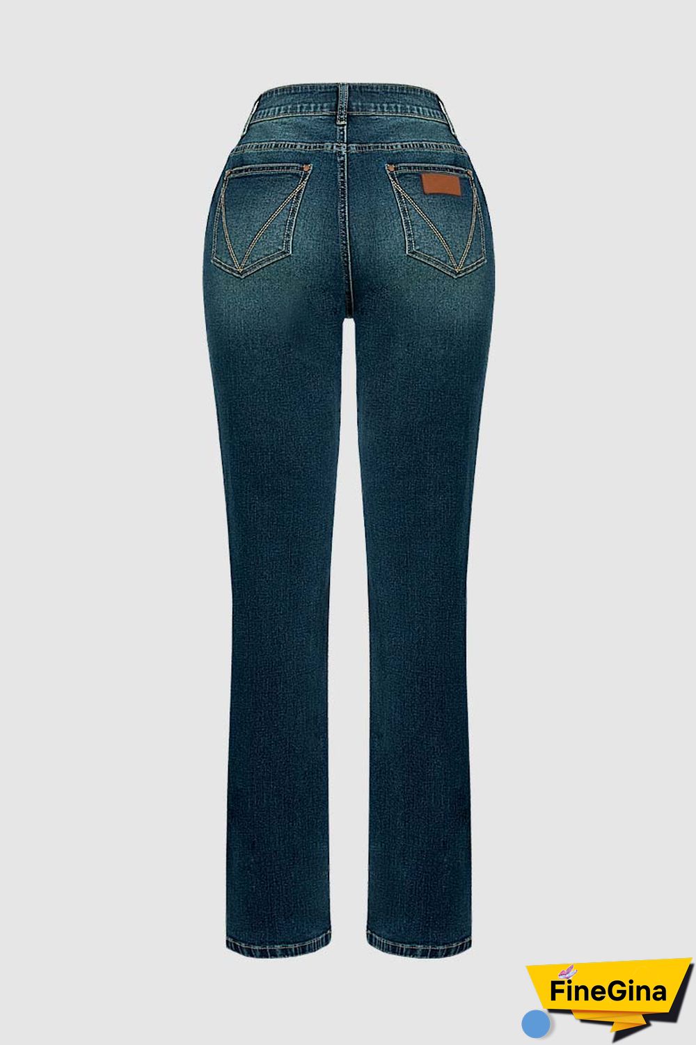FineGina Embroidery High Rise Bootcut Jeans Without Belt
