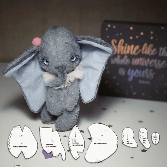 Lovely Teacup Elephant Sewing Template Set-With Instructions