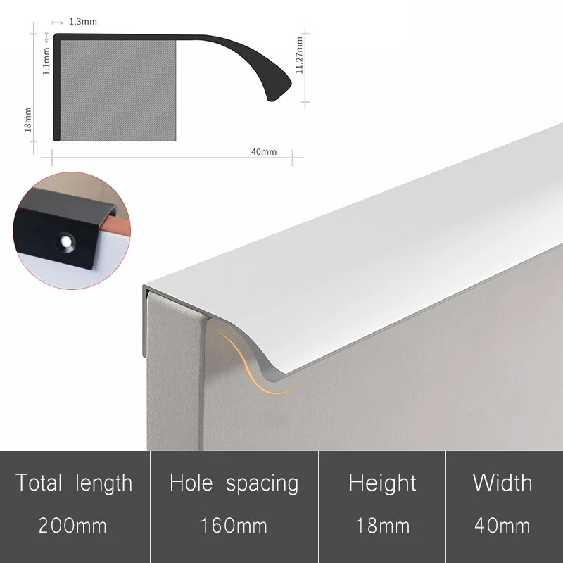 Nigikala Hidden Cabinet Handles Aluminum Alloy Kitchen Cupboard ...