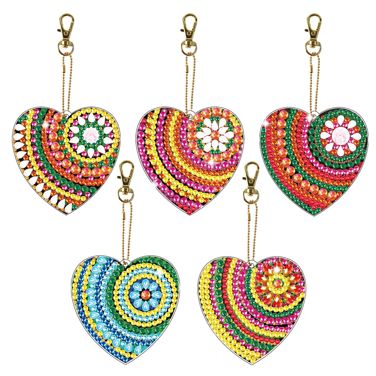 5 pcs DIY Diamond Painting Keychain | Heart