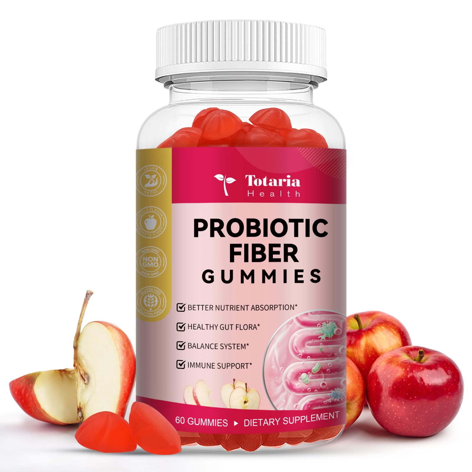 9-in-1 Probiotic Fiber Gummies for Adults & Teens 16G Fiber per Serving ...