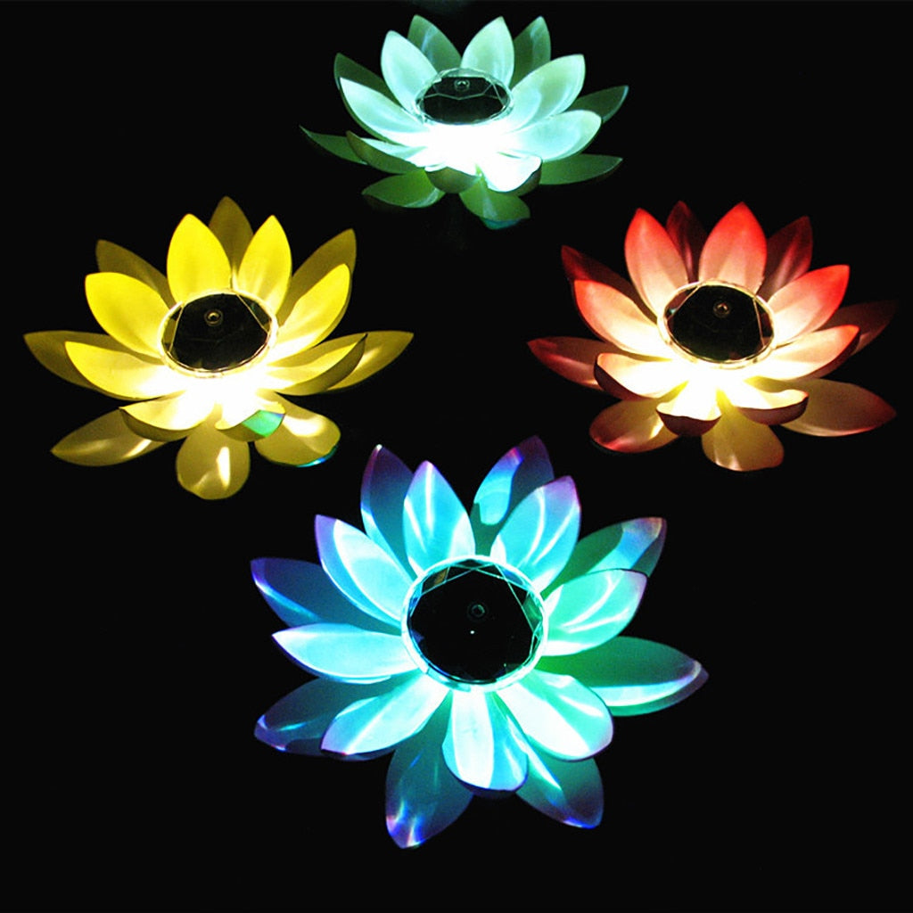 Solar Powered LED Flower Light Floating Fountain Pond Garden Pool Lamp ...
