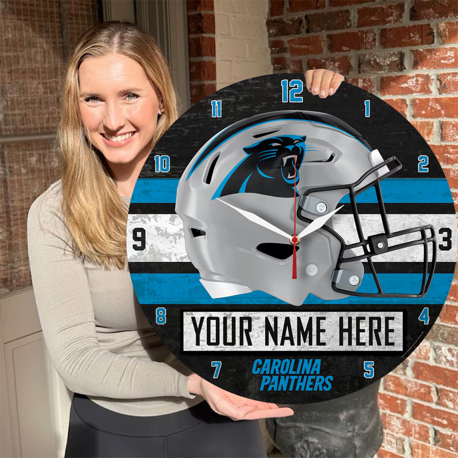 Personalized Carolina Panthers Round Wall Clock