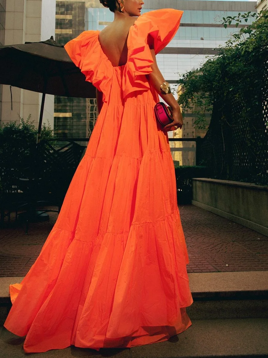 Small Flying Sleeve Long Evening Dress