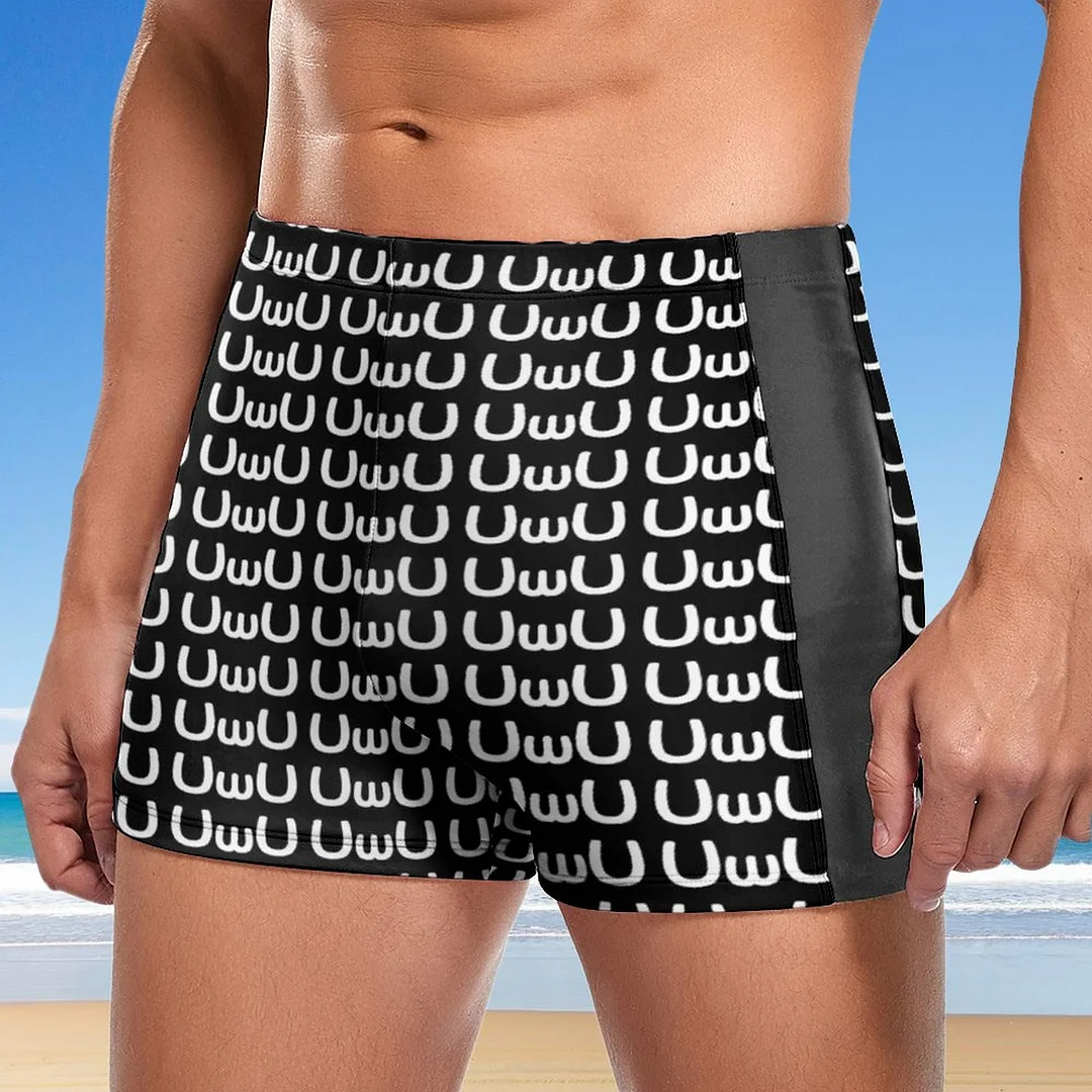 SFNEEWHO Uwu Happy Anime Face Emoticon Swim Brief Square Leg Mens Board ...