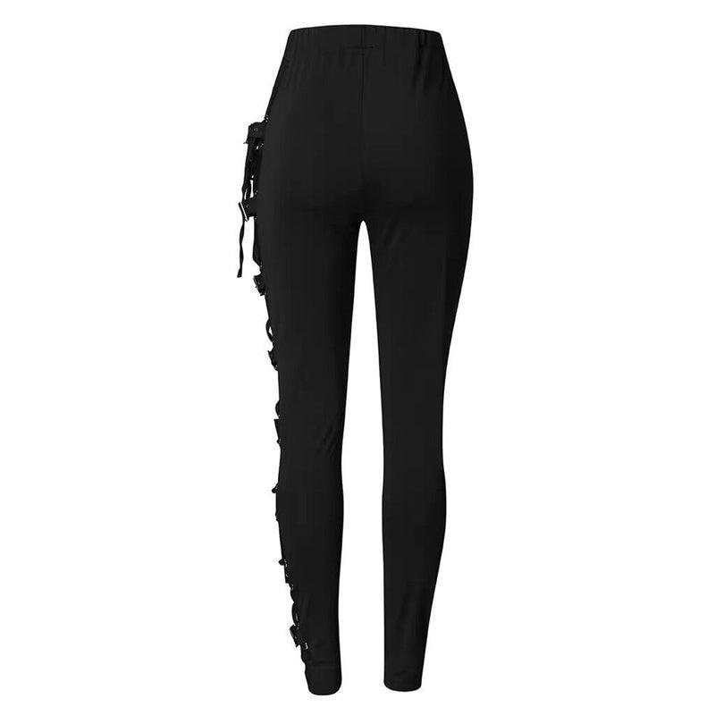 Lace Up Side Buckles Leggings Pants - GothBB 2022 free shipping available