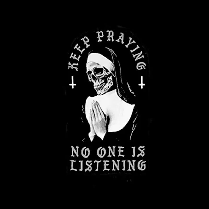 MOTOSUNNY KEEP PRAYING NO ONE IS LISTENING Graphic Black Print T-shirt