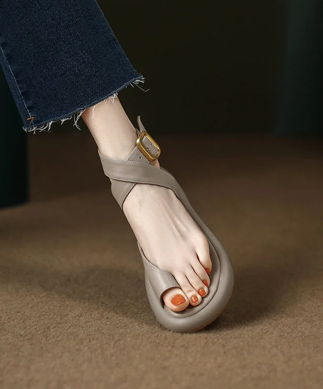 Comfy Grey Cross Strap Splicing Walking Sandals