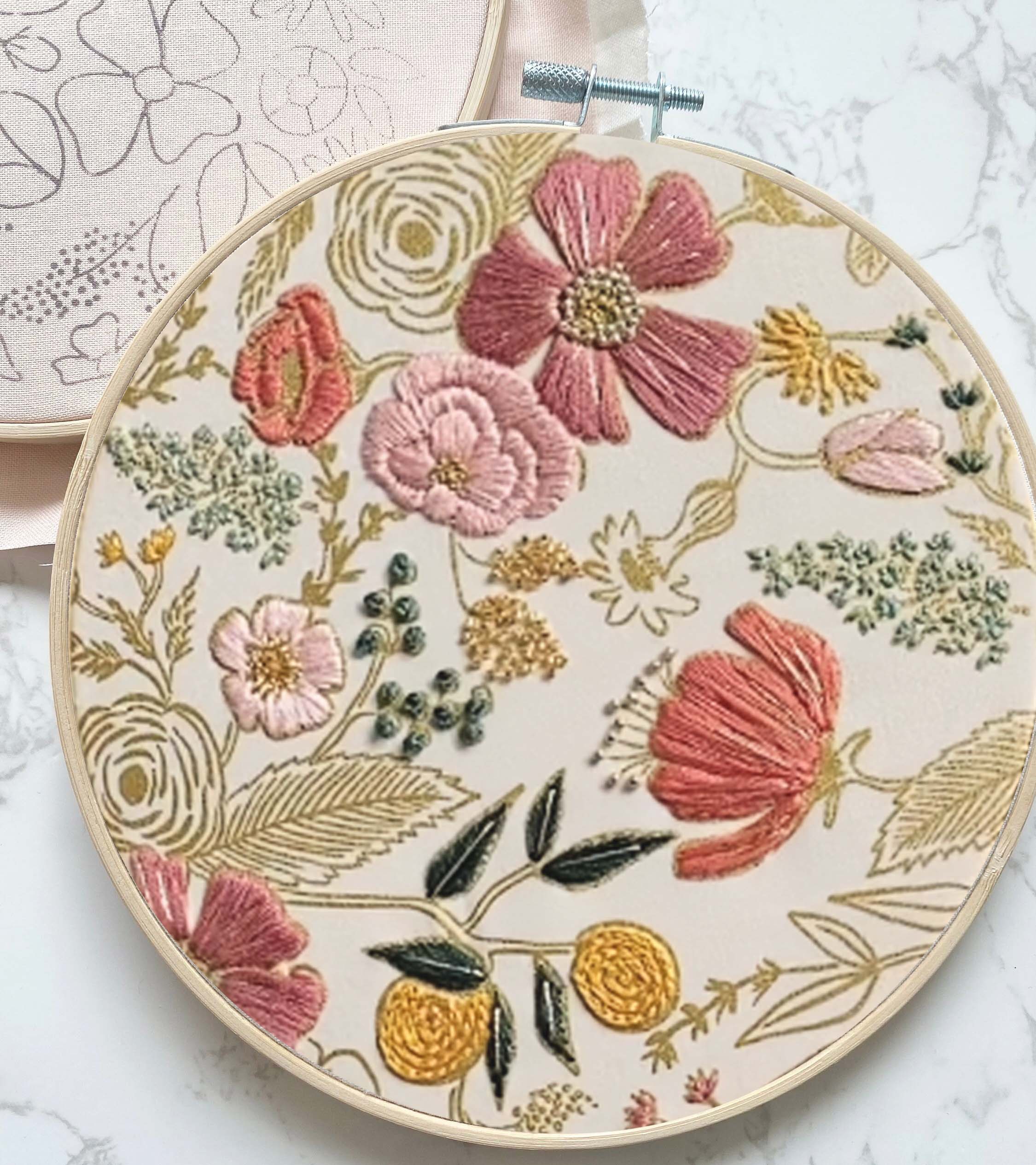 Gold Thread Flower Embroidery Kit