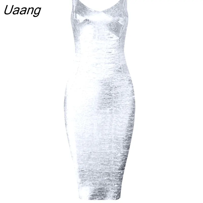 Uaang Quality New Slip Gold Print Rayon Bandage Dress Foiling Sexy ...