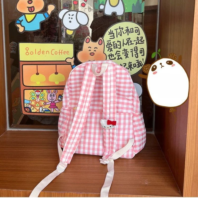 Sweet Kitty Pink Plaid Backpack