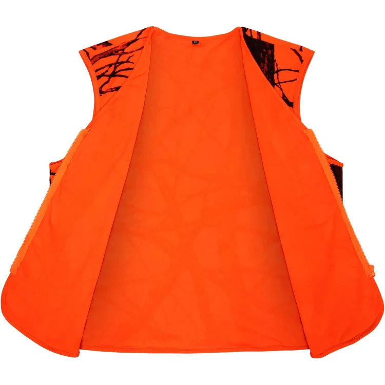 Camouflage and Orange Reversible Hunting Vest, Vest Jacket for Camping ...