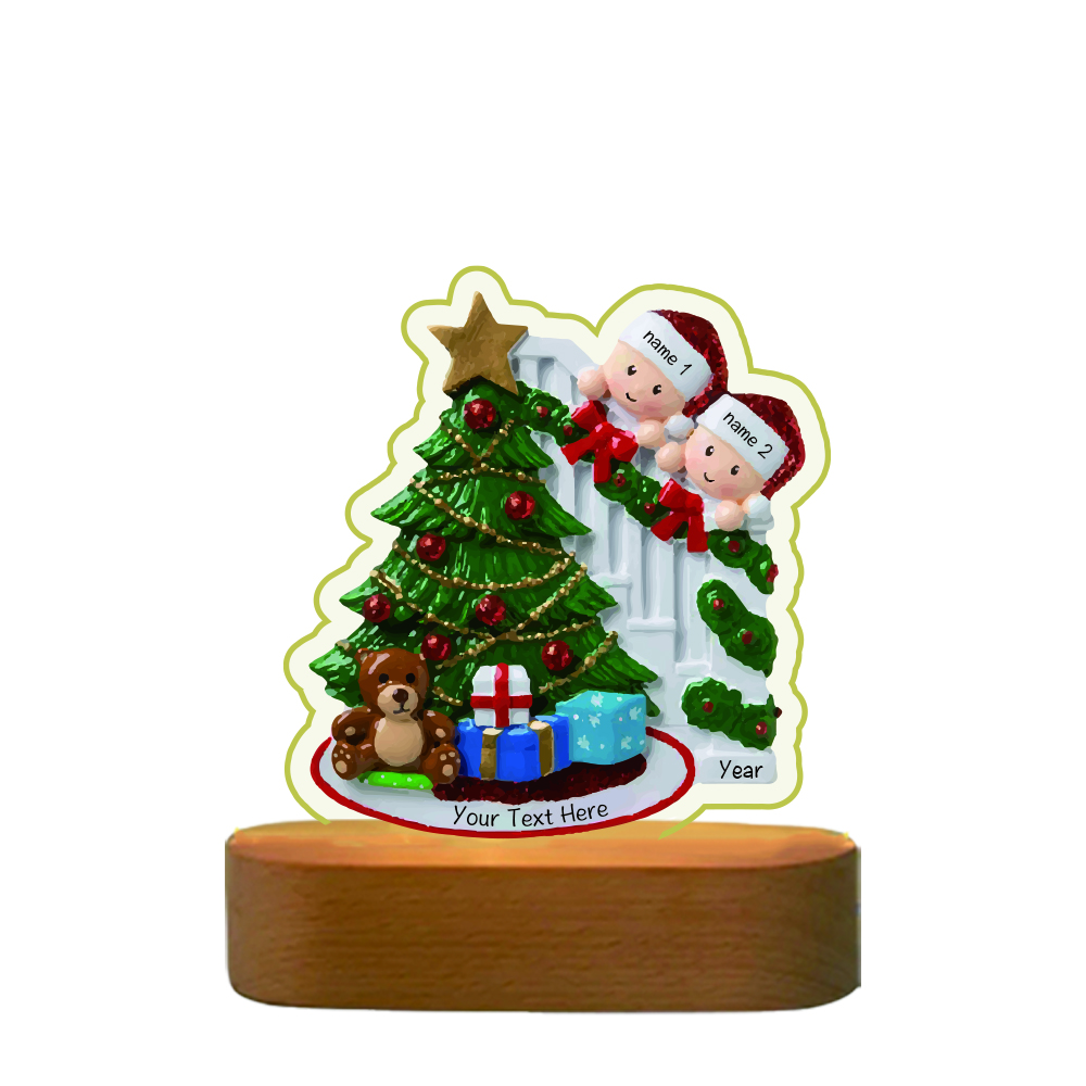 2 Names-Personalized Christmas Family Night Light with Family Member ...