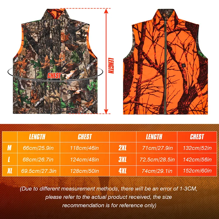 Camouflage and Orange Reversible Hunting Vest, Vest Jacket for Camping ...