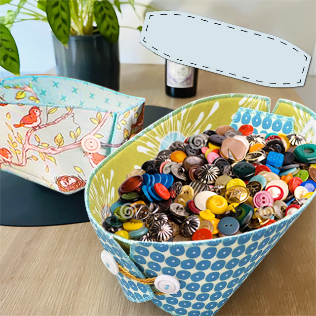 Folding Button Boat Basket Template - Included Instructions