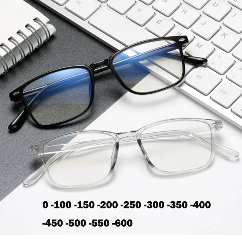 New Myopia Glasses Ultralight Blue Film Myopia Lens Men Women TR90 Non ...