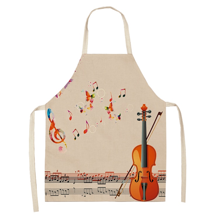Linen Kitchen Apron - Note Guitar Piano