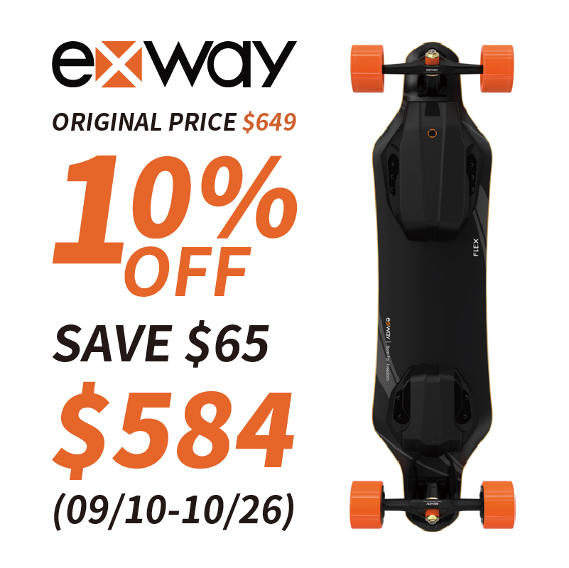 Exway Flex Electric Skateboard Longboard with Split Super Flex Deck ...