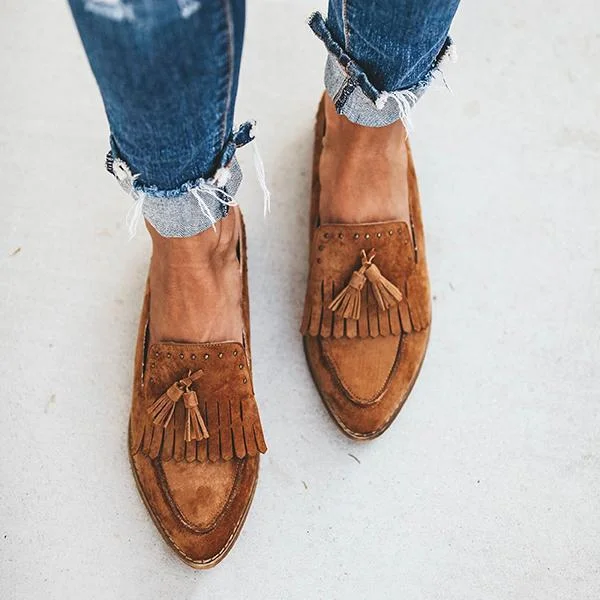 Pairmore Tassel Embellishments Studs Loafers/Mules(Ship In 24 Hours)