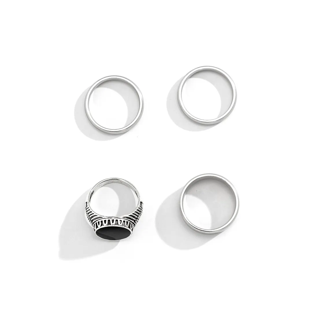 Men's Fashion Punk Smooth Surface Ring Set