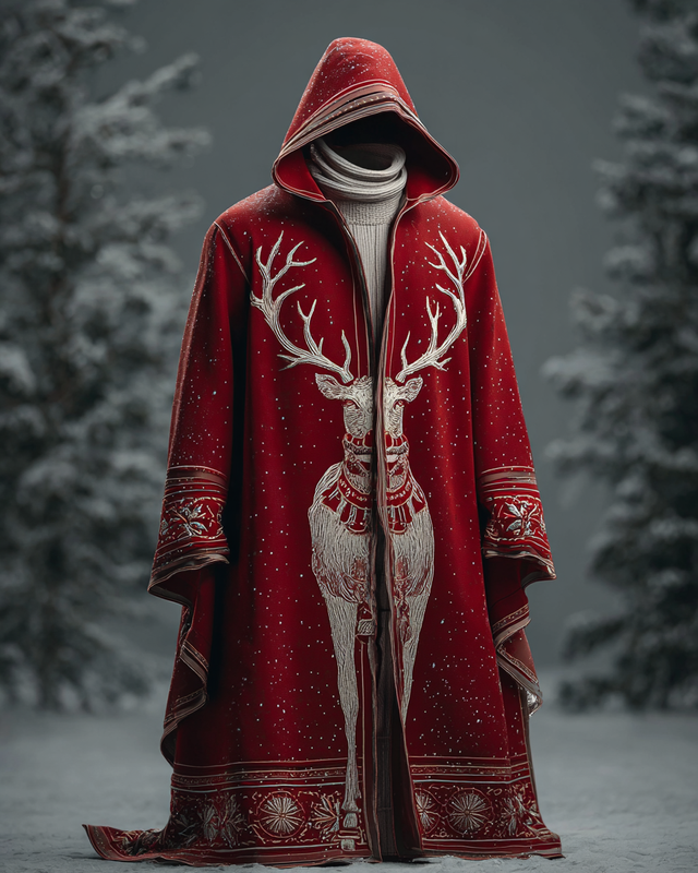 Men's Christmas Party Hooded Reindeer Cape Coat 2584