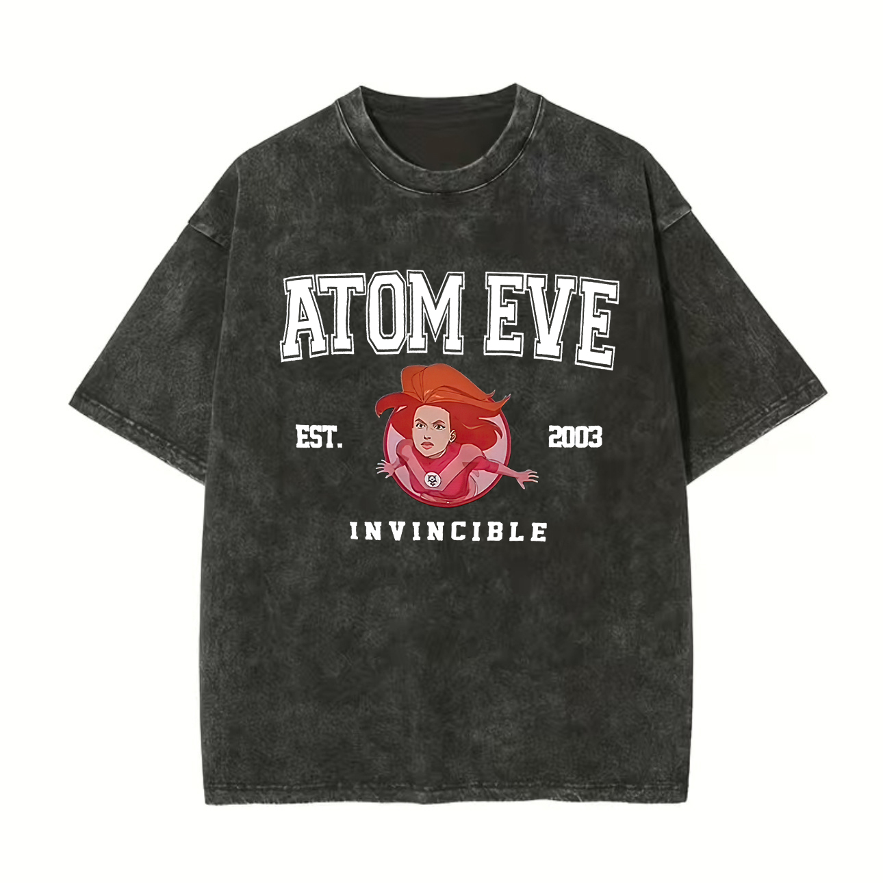 Atom Eve Invincible Printed Unisex Washed T-Shirt
