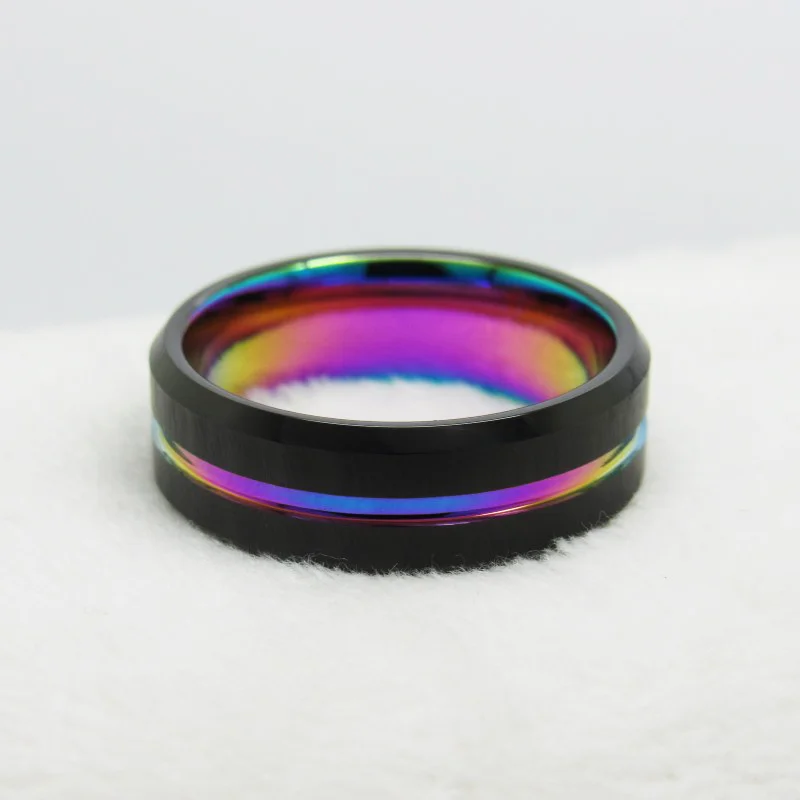 Custom 8mm Women Or Men Tungsten Carbide Wedding Bands Rings Grooved