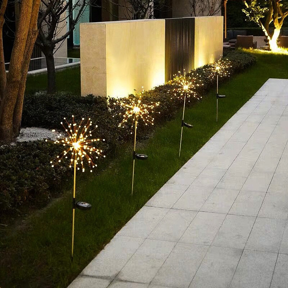 1pcs Outdoor LED Solar Fireworks Lights 90/150 LEDs Waterproof Flash ...