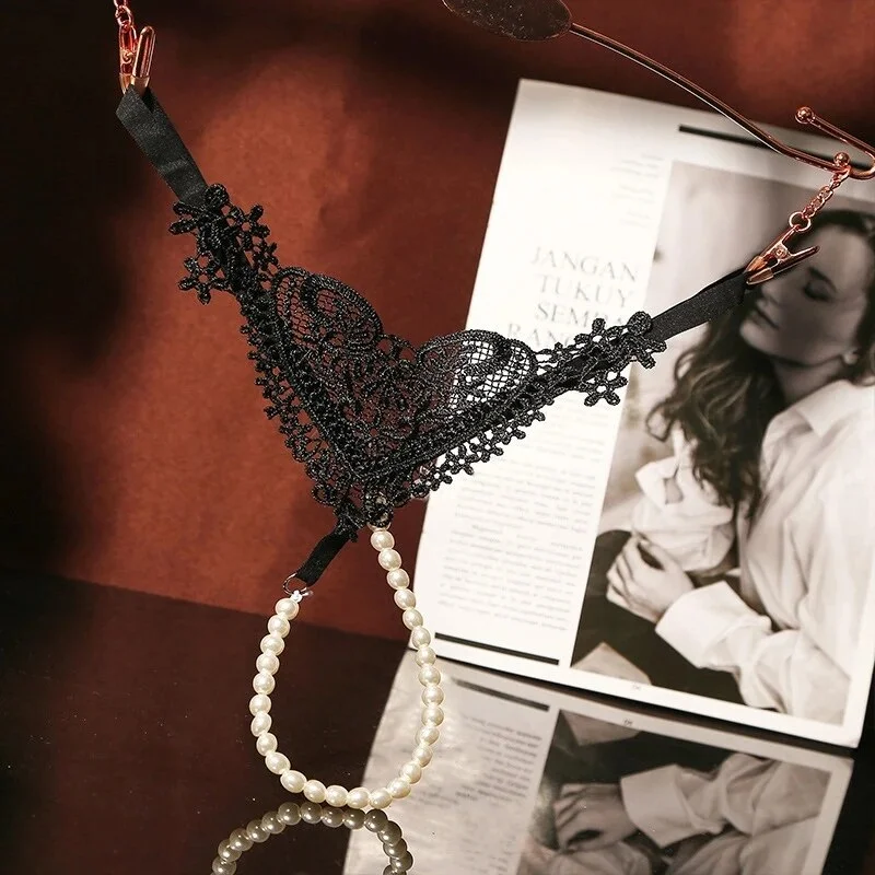 Billionm Women Sexy Pendant Thong Embroidery Pearl G String Adjustable ...