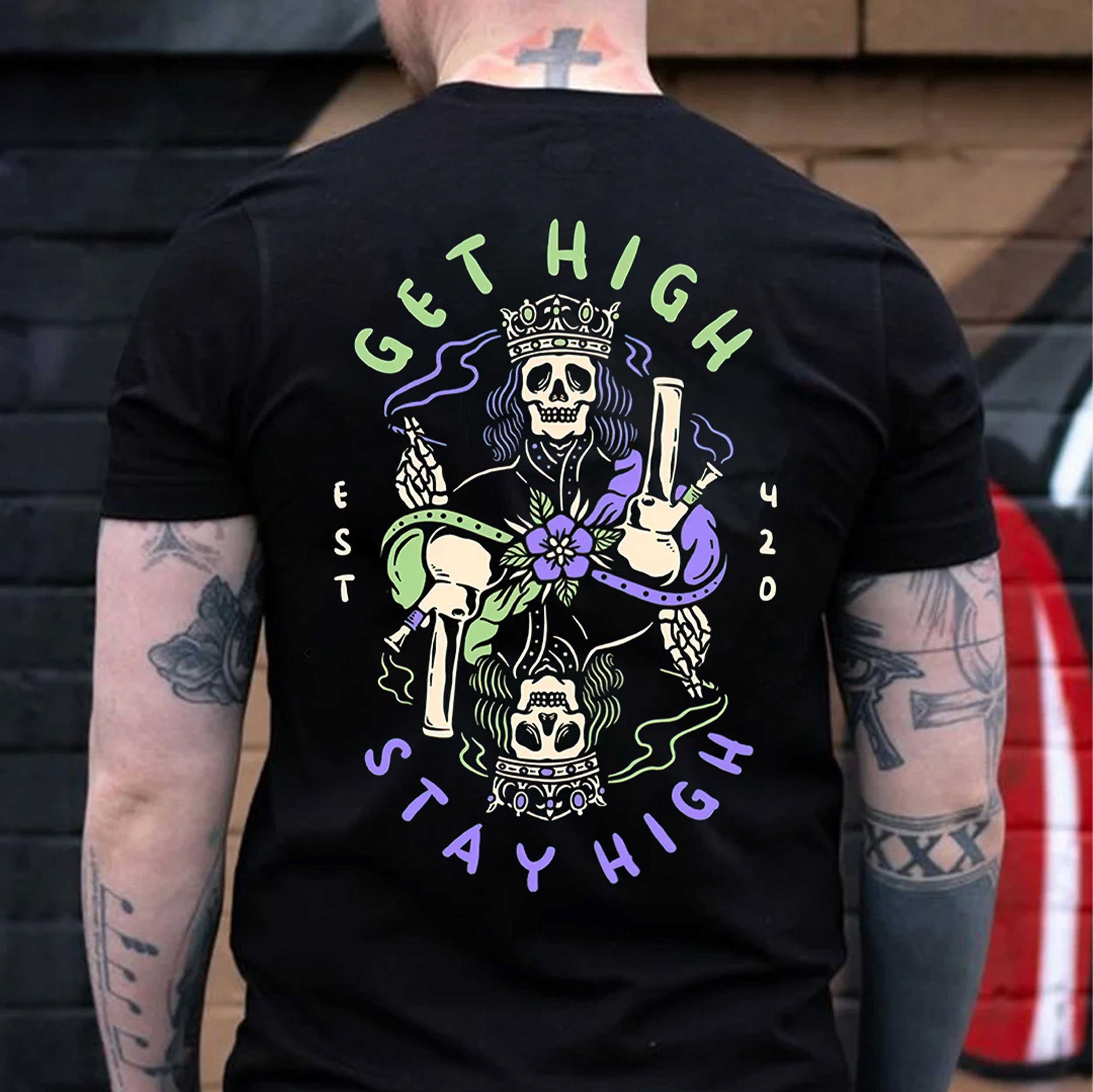GET HIGH STAY HIGH King Skull Black Print T-shirt