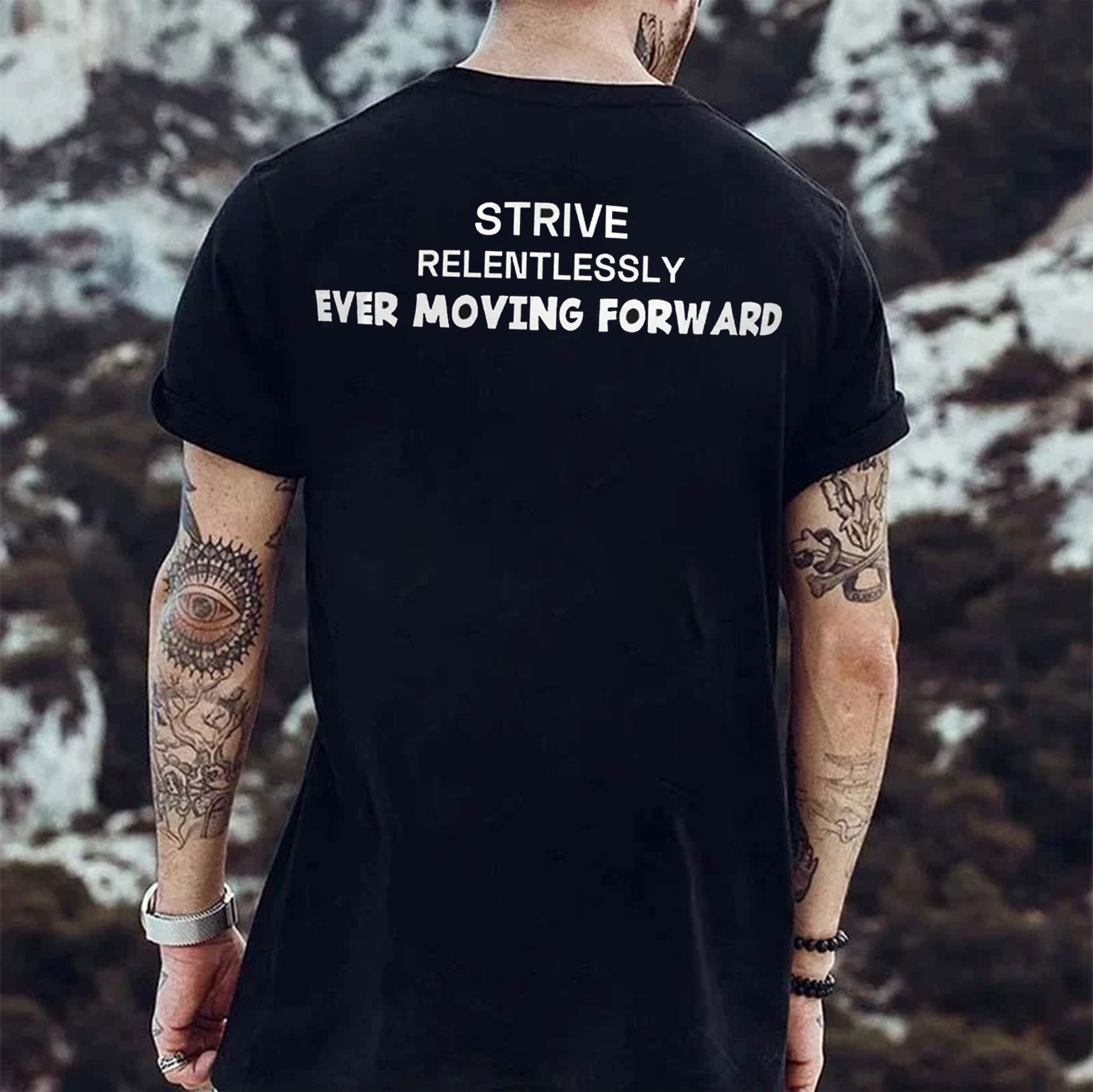 STRIVE RELENTLESSLY Black Print T-shirt