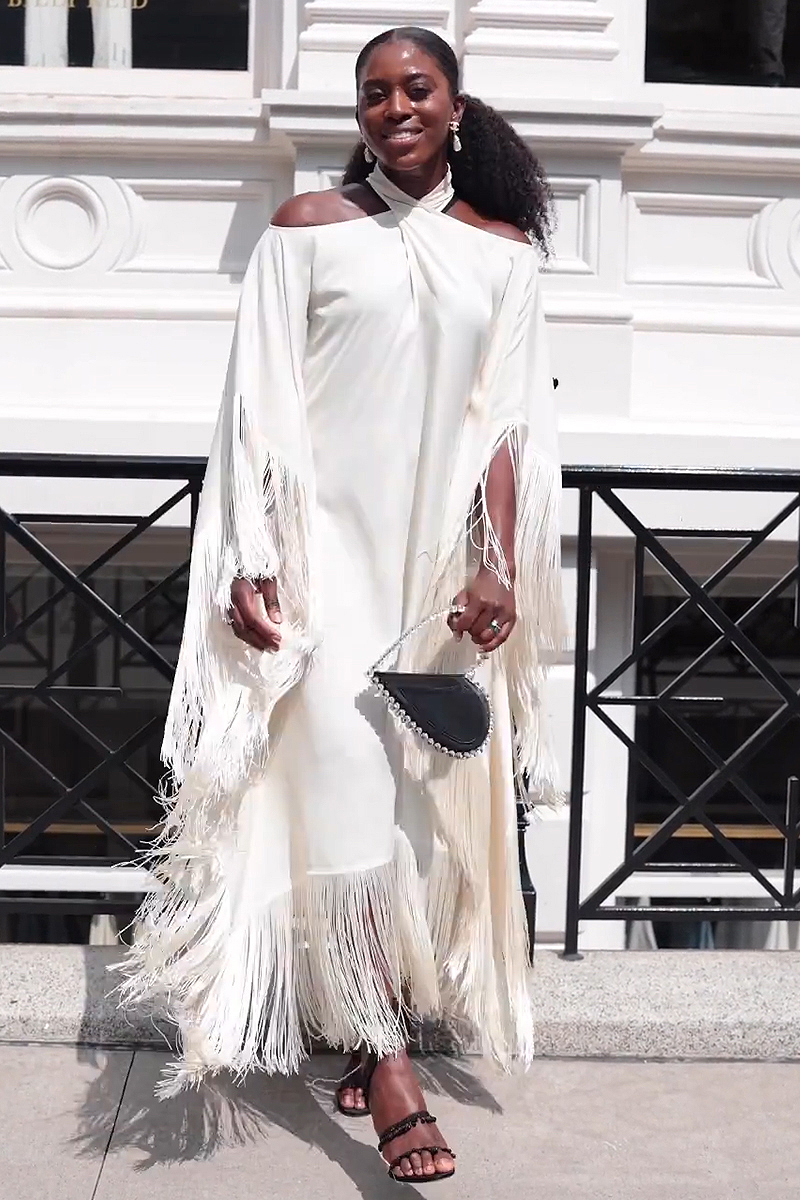 Fringed Cold Shoulder Cape Loose Maxi Dresses