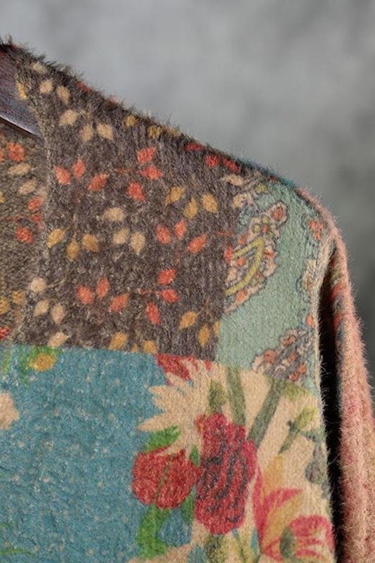 Autumn Colorful Flower Knitted Sweater Coat
