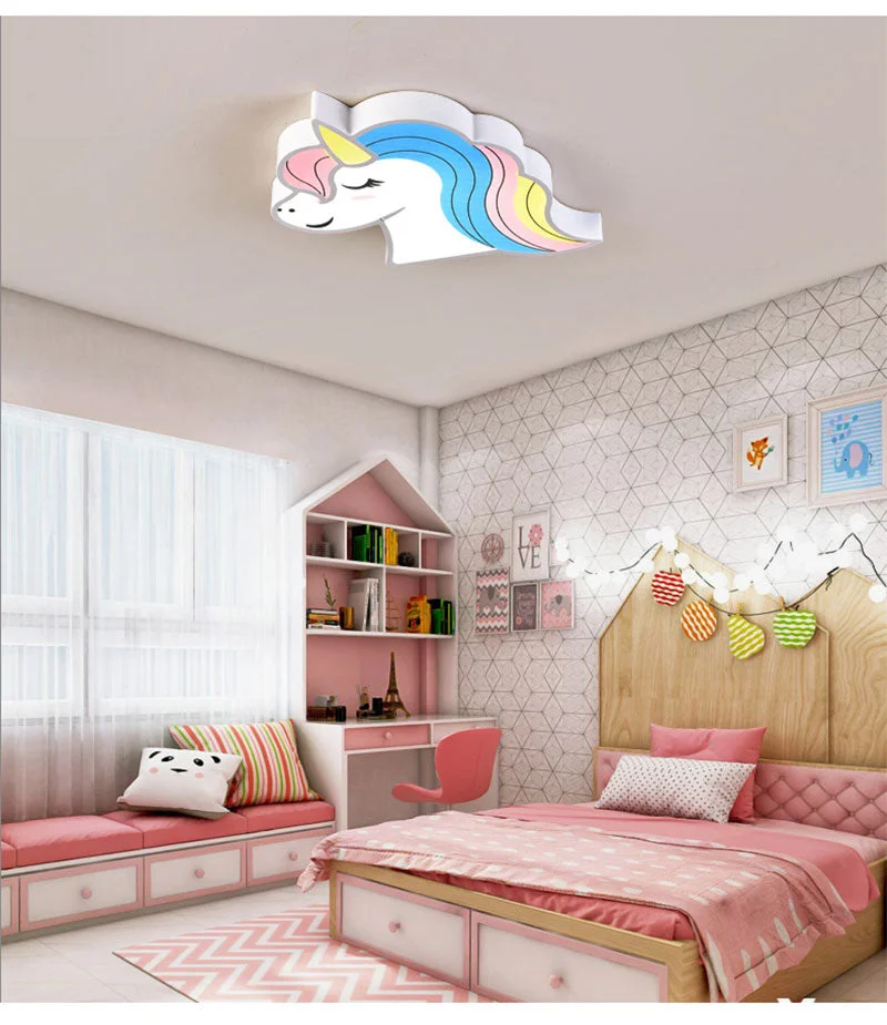 Unicorn Kids Room Light Led Ceiling Lights With Remote Control Cartoon ...