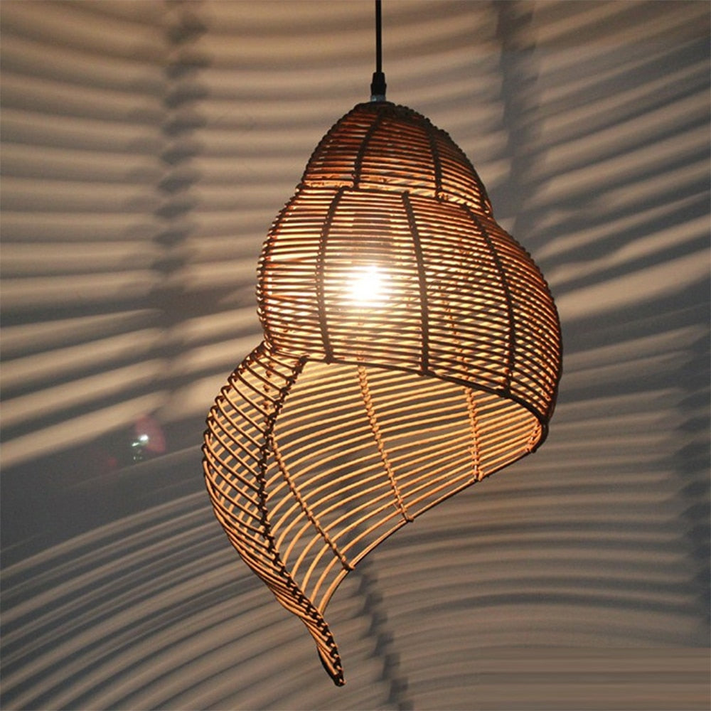 Southeast Asia Creative Pendant Lamp Sea Snail Shape E27 Wicker Lamp ...