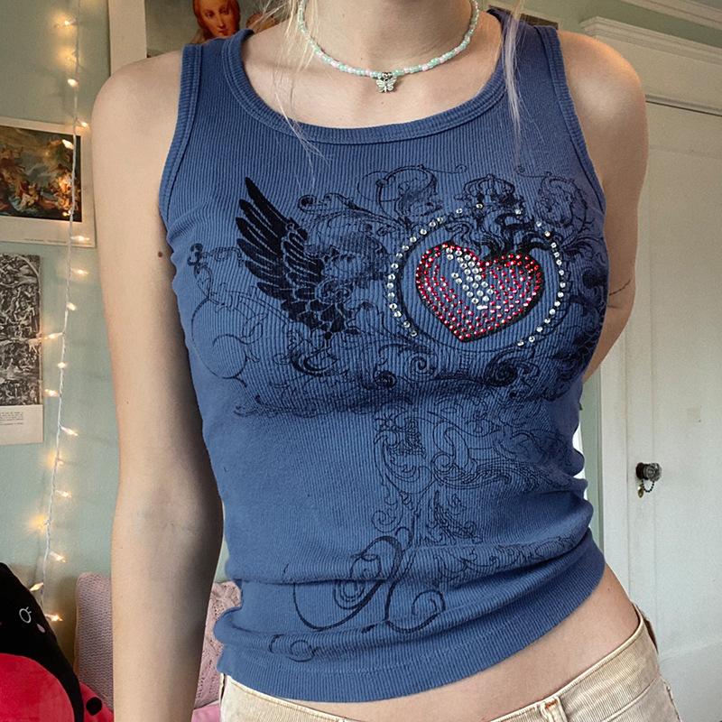 RHINESTONE HEART TANK TOP