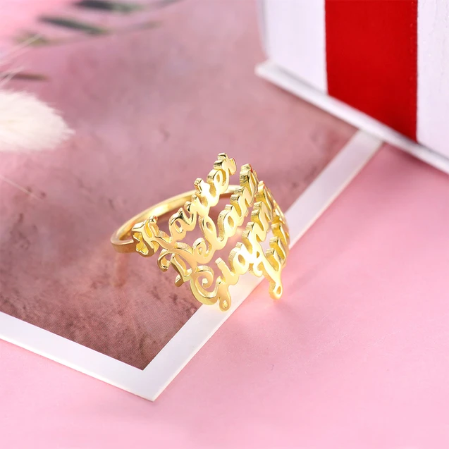Personalized Name Ring Custom 4 Names Ring Gifts for Women