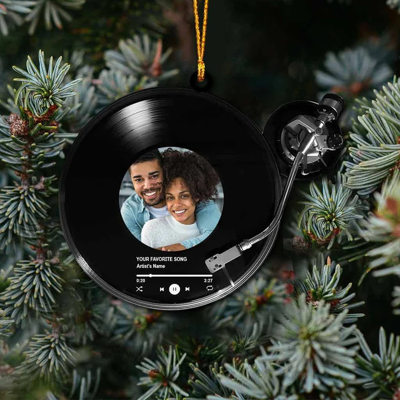 Personalized Favorite Song Vinyl Record Machine Ornament