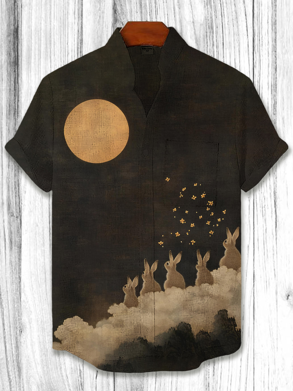 Men's Moon and Rabbits Art Print Shirt