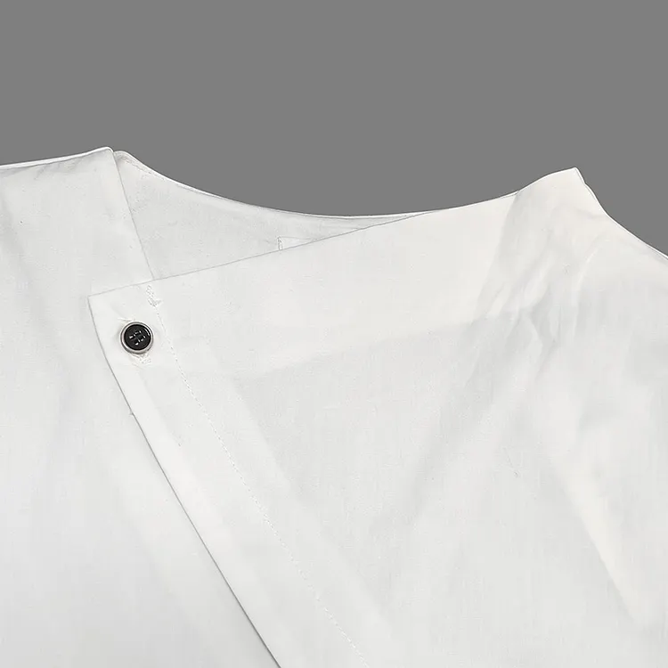 Asymmetric Elegance: Buttoned Split-Front Blouses & Shirts Tops with ...