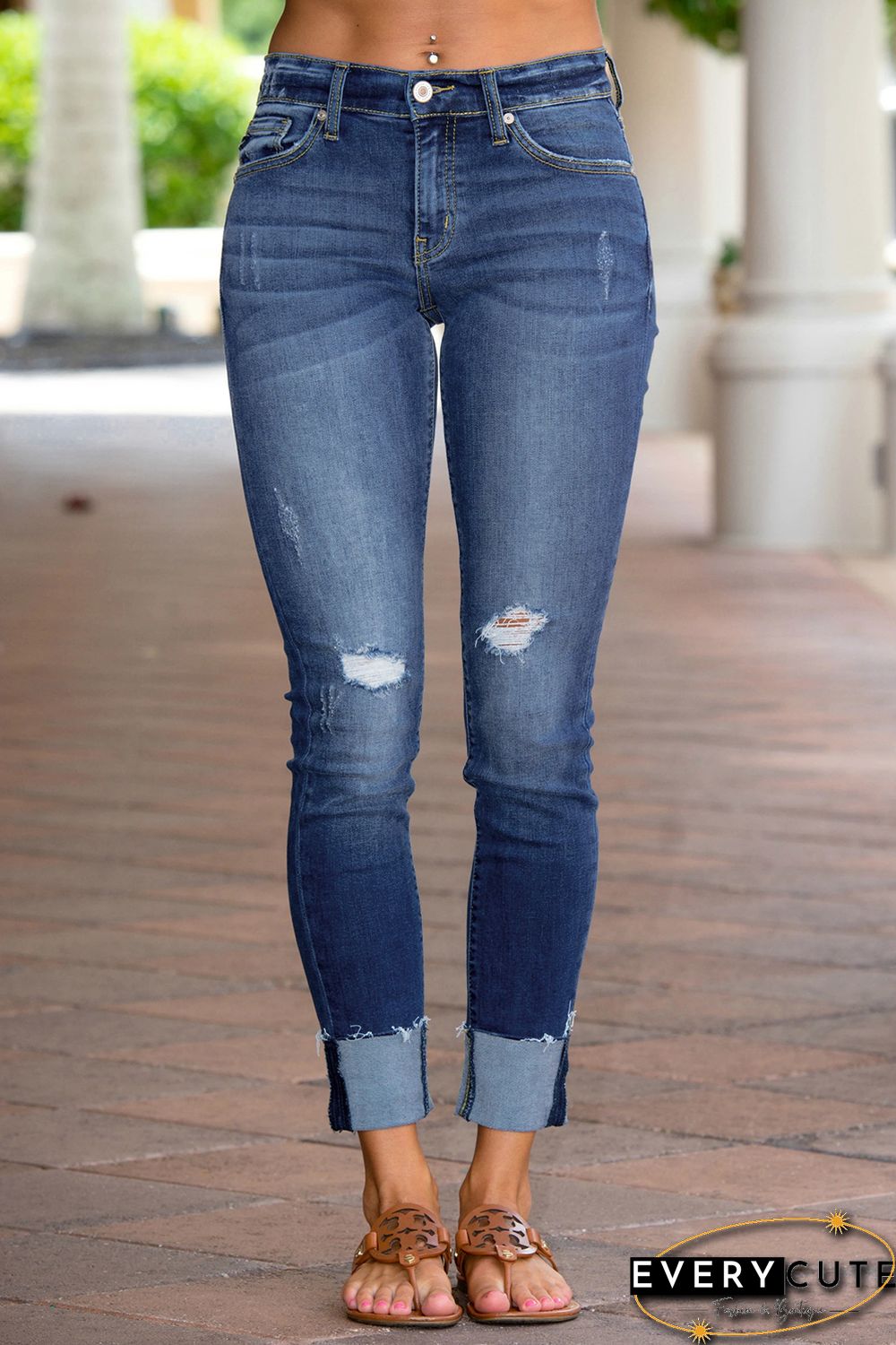 Wholesale Distressed Skinny Fit Raw Hem Jeans Online