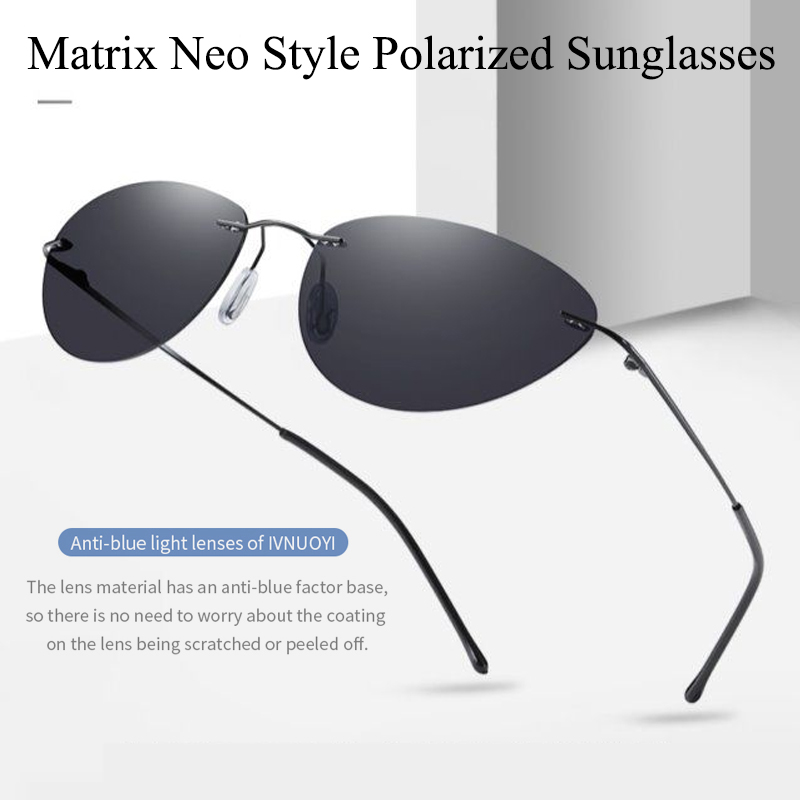 The Matrix Neo Cool Style Polarized Sunglasses Titanium Rimless ...
