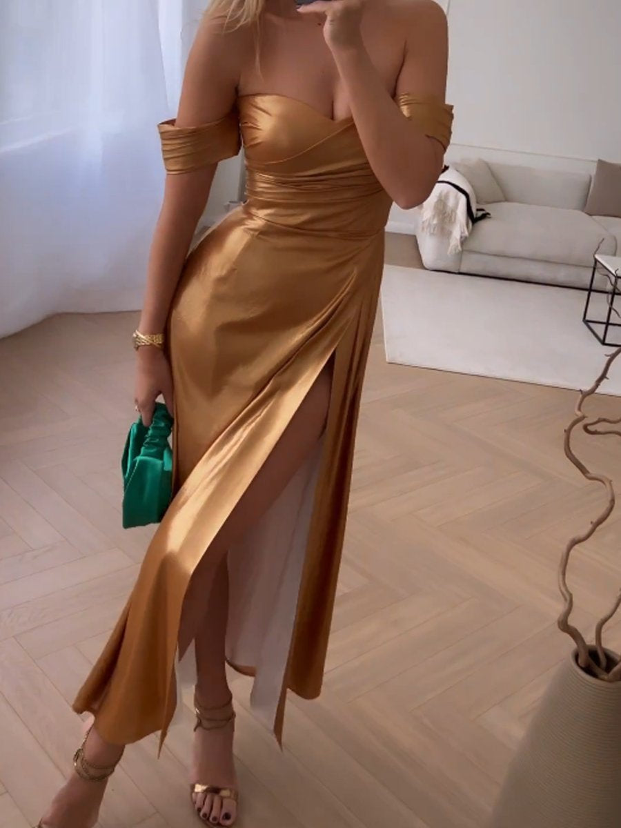 Elegant One-Shoulder Side Split Evening Dress