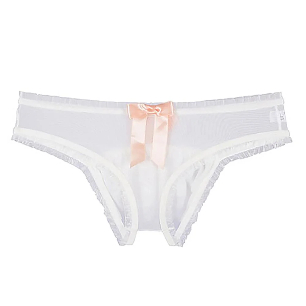 Uaang Ladies Sexy Transparent Briefs Low-rise See-through Bow Panty
