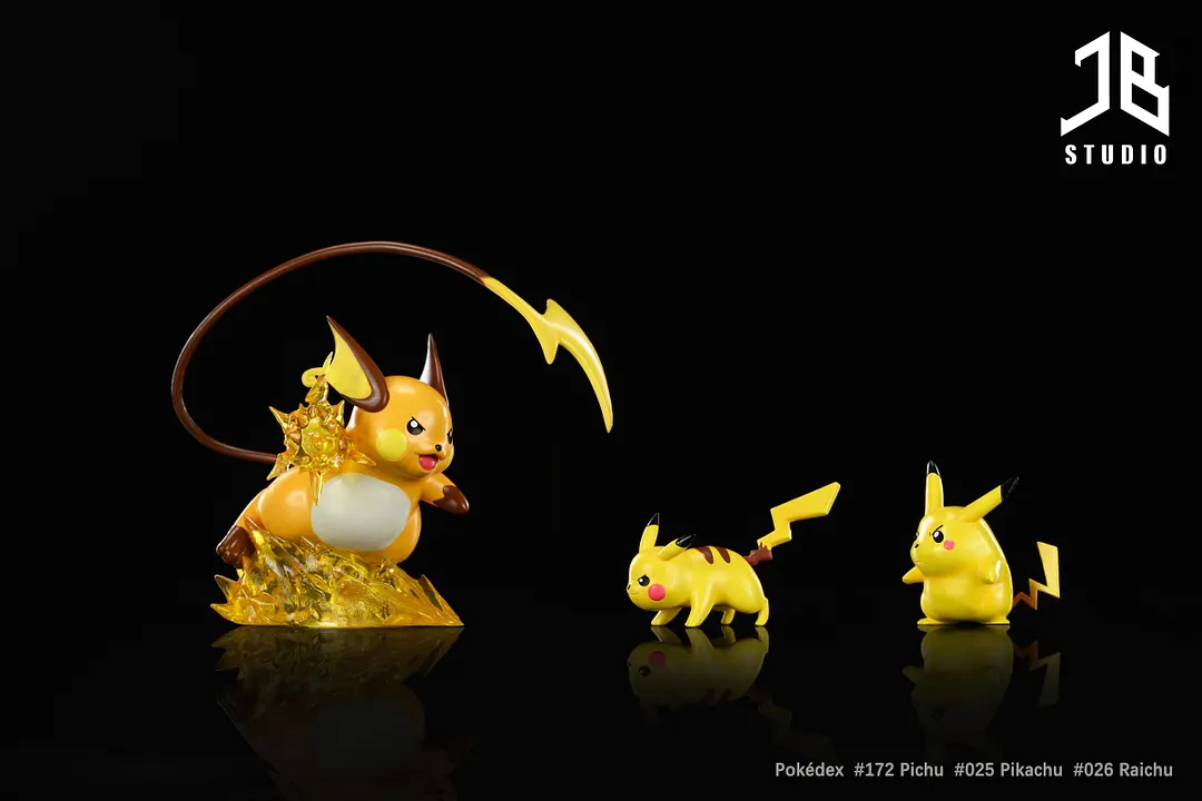 1/20 Scale World Zukan Evolution of Raichu Set - Pokemon Resin Statue ...